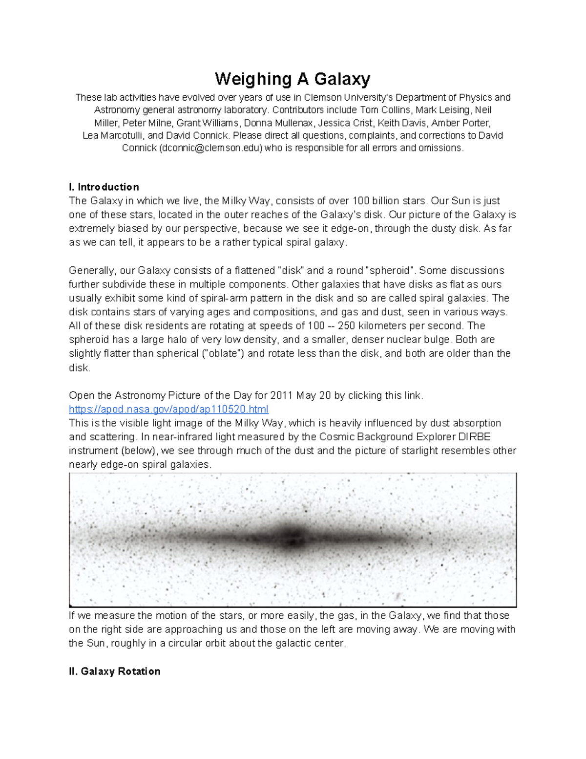 Weighing a Galaxy - Weighing A Galaxy These lab activities have evolved ...
