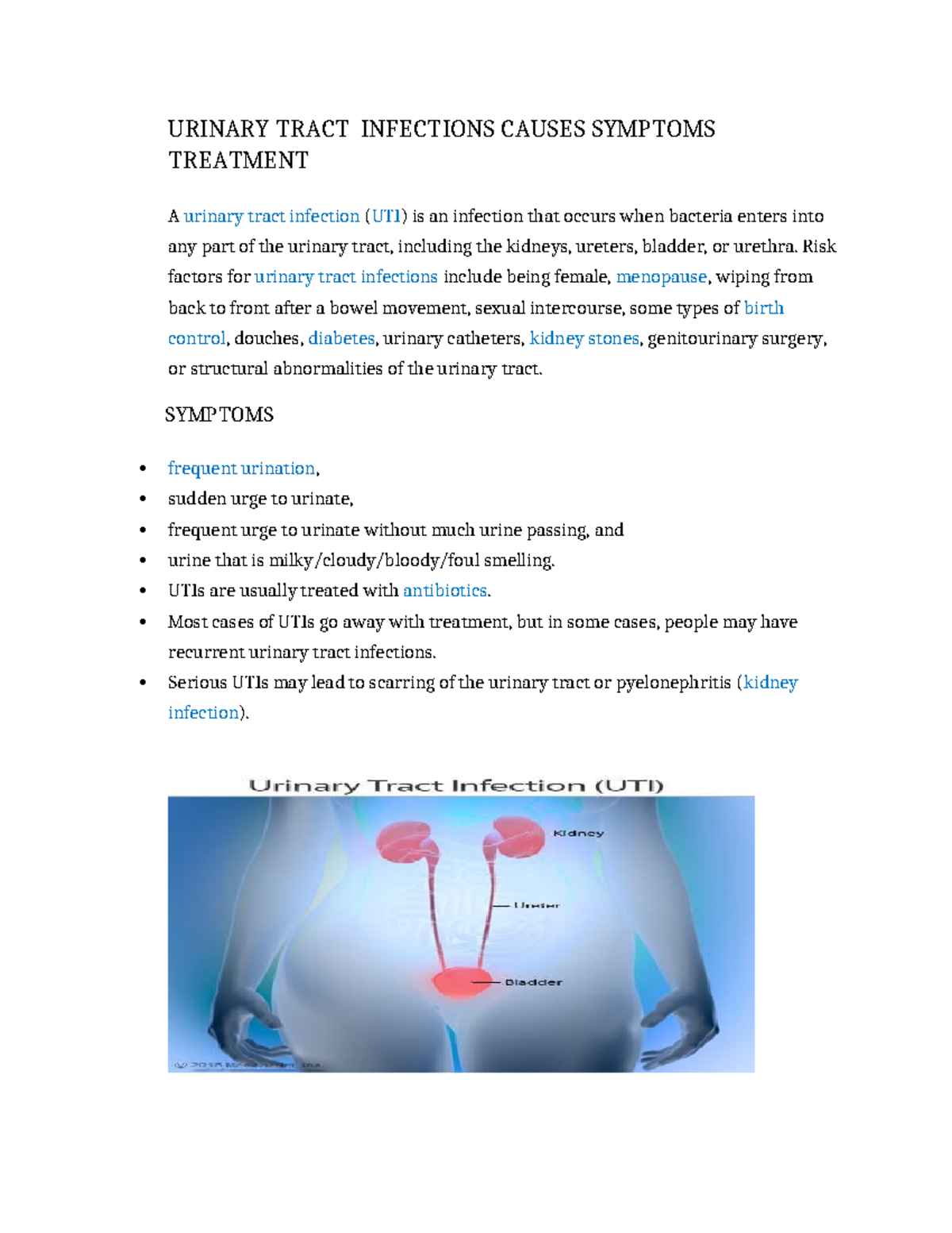 Urinary Tract Infections Causes Symptoms Treatment - URINARY TRACT ...