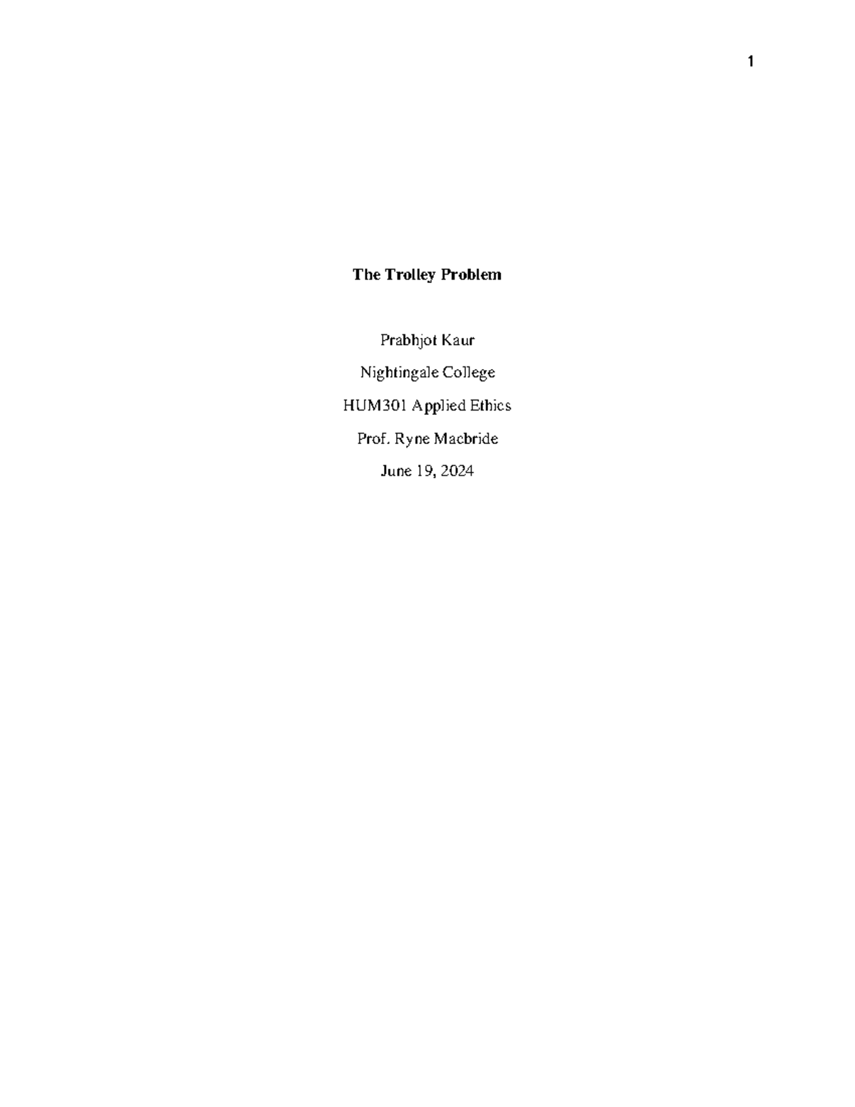 Trolley problem - midterm assignment, applied ethics - The Trolley ...