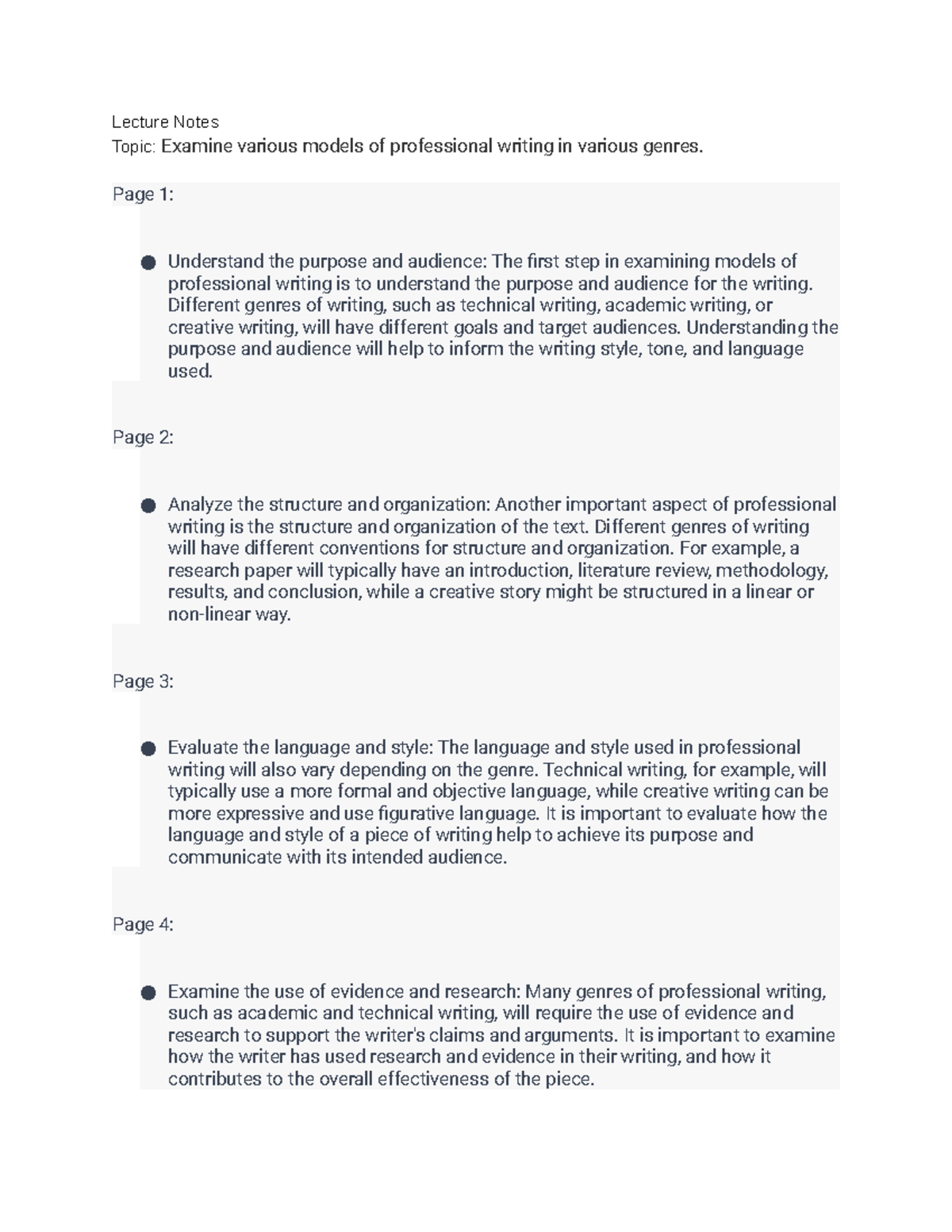 ENG 205(3 - Examine various models of professional writing in various ...