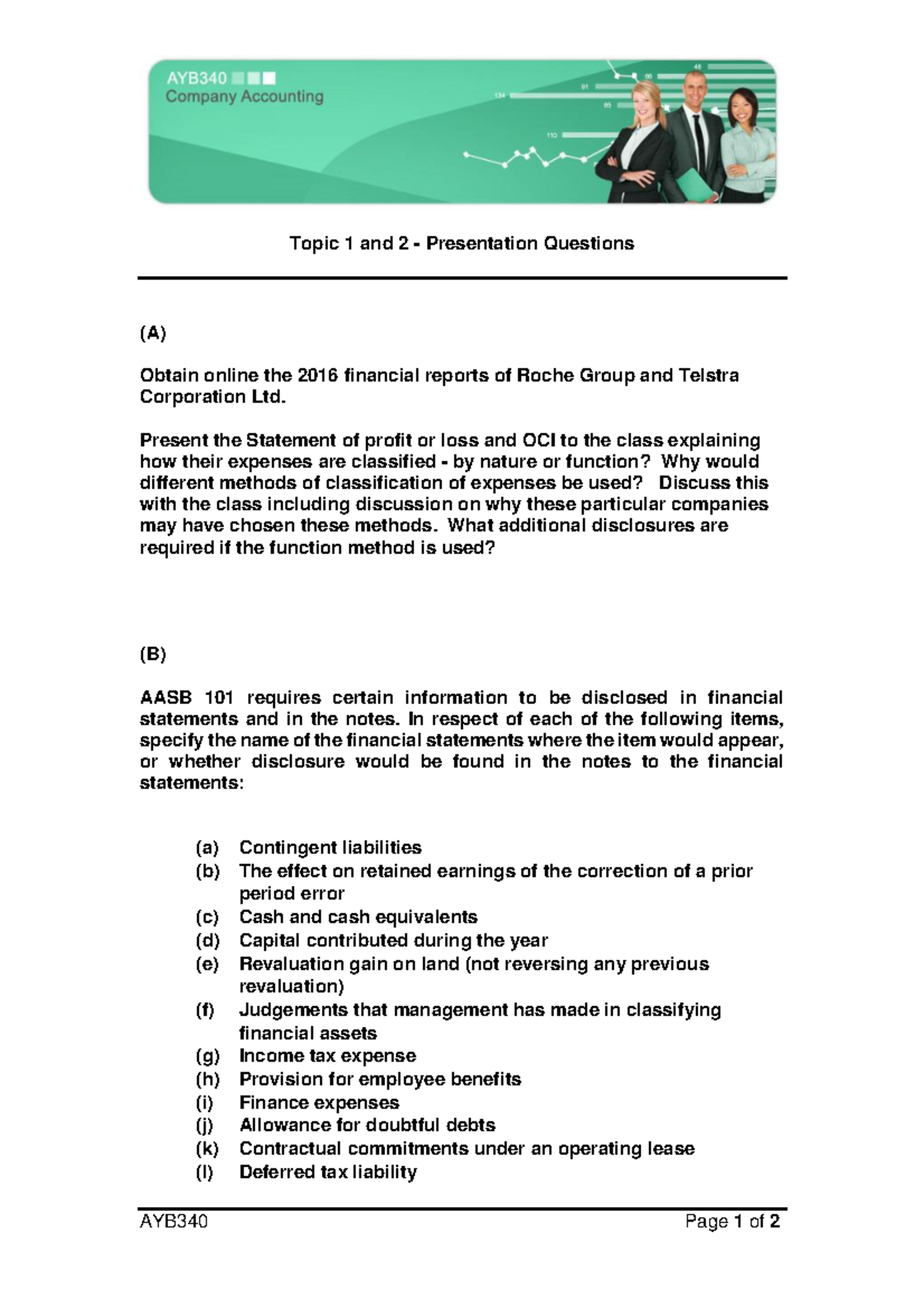 Presentation Questions - Topic 2c - Topic 1 and 2 - Presentation ...