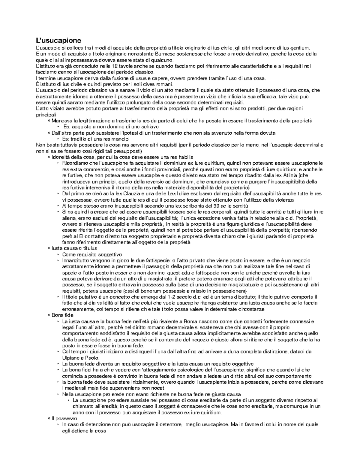 L’usucapione, diritti reali - L’usucapione L’usucapio si colloca tra i ...
