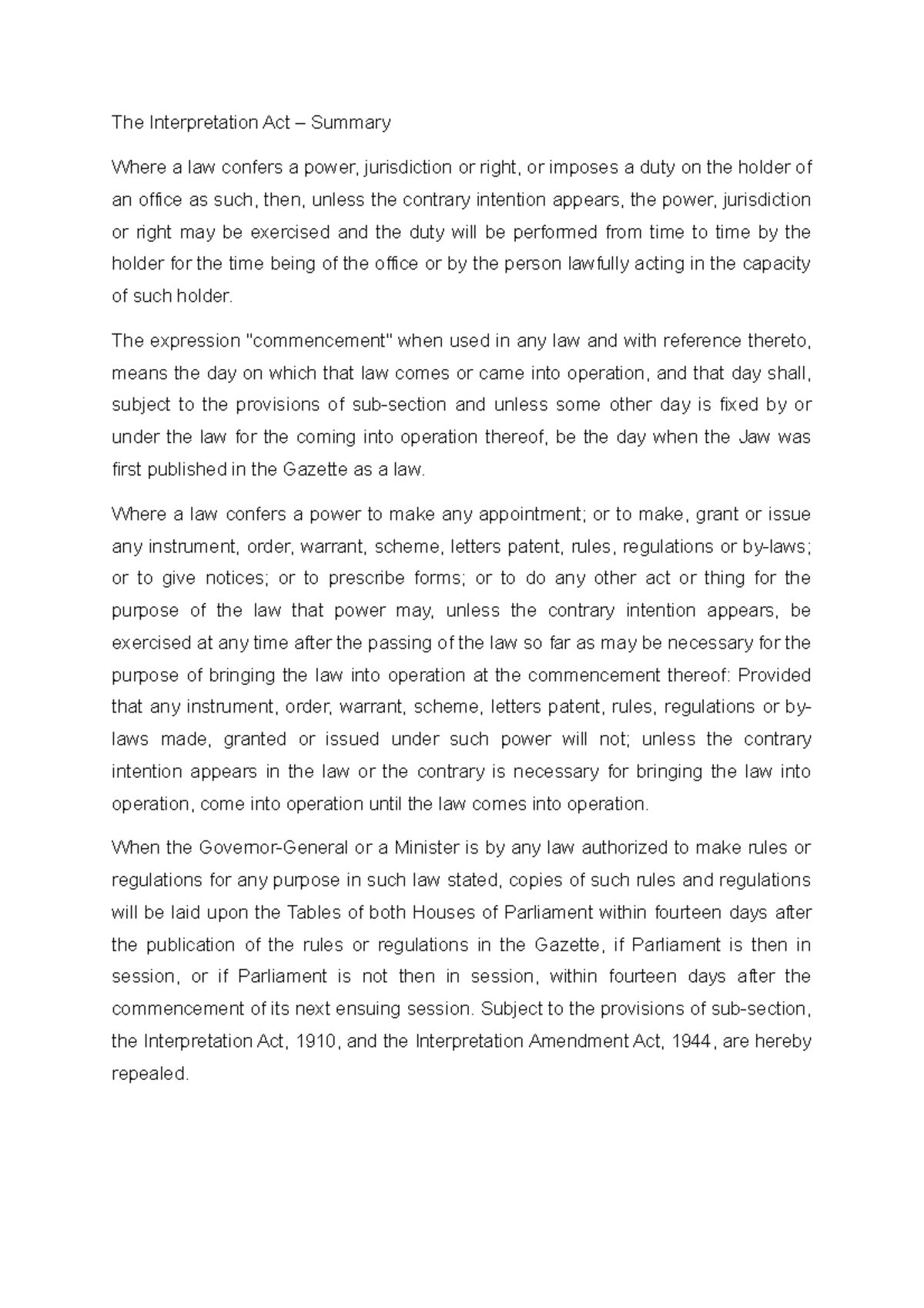 The Interpretation Act-Summary New - The Interpretation Act – Summary ...