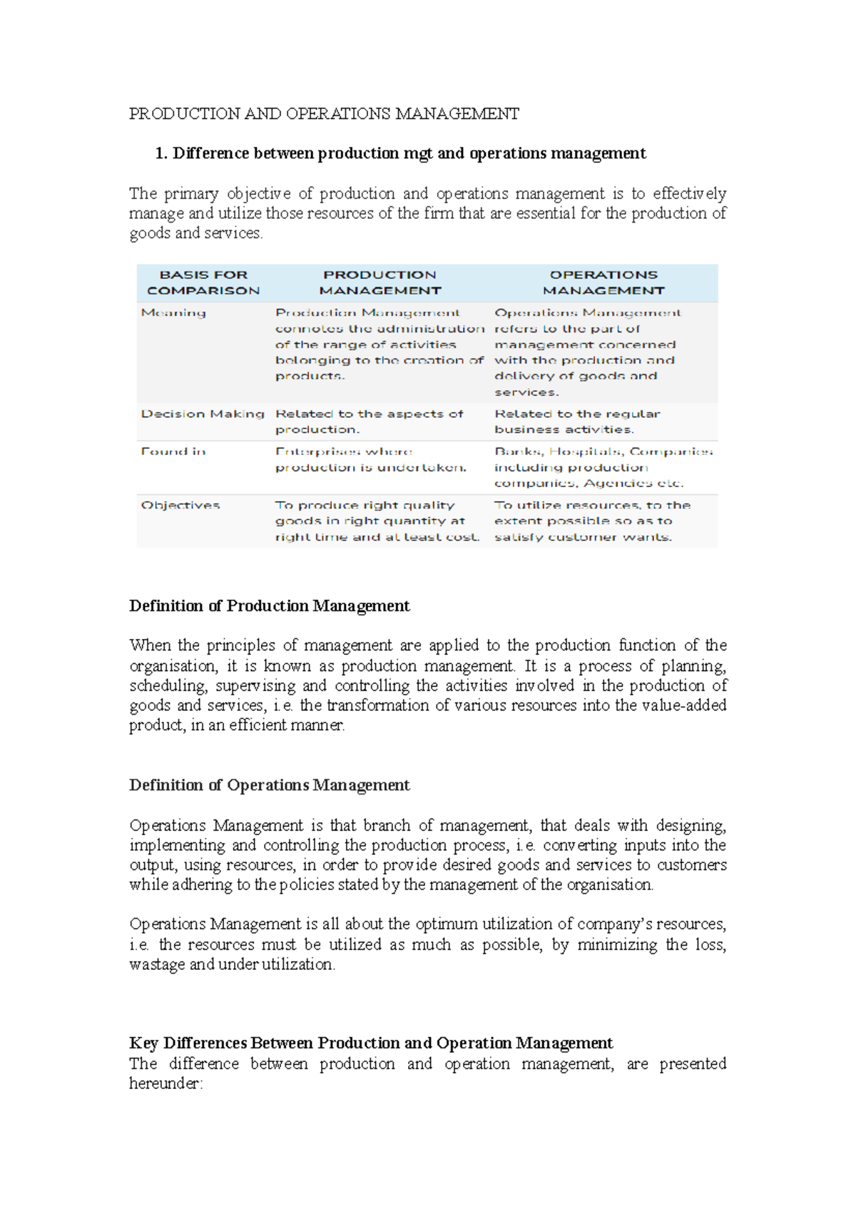 Compre Prod MGT - Production and Operations Management - PRODUCTION AND ...