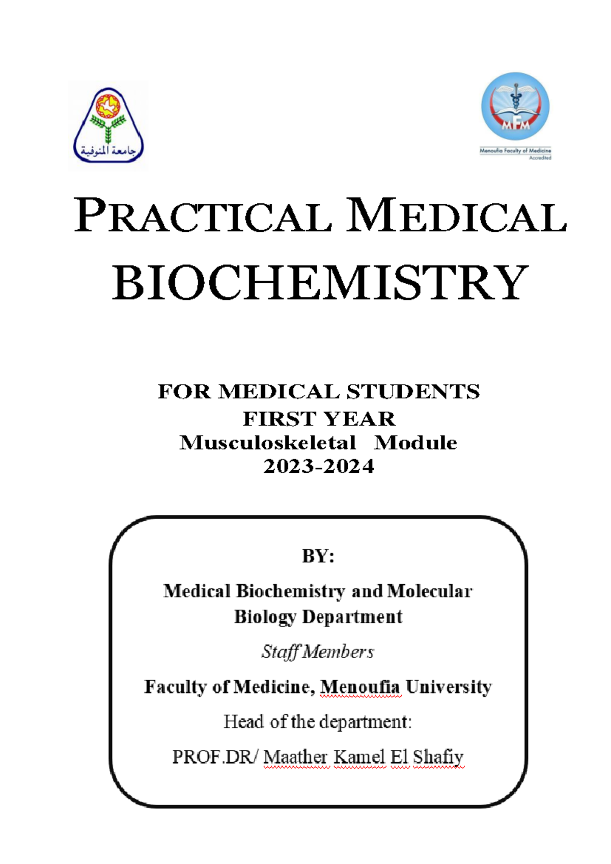 Practical-first-year-MSK 2024-bio - PRACTICAL MEDICAL BIOCHEMISTRY FOR ...