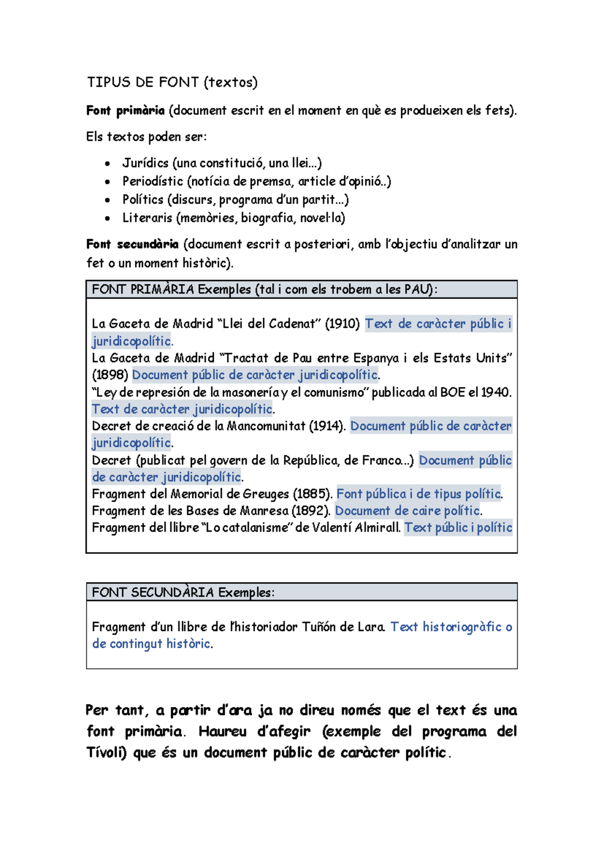 Textos. Tipus DE FONT - TIPUS DE FONT (textos) Font primària (document ...