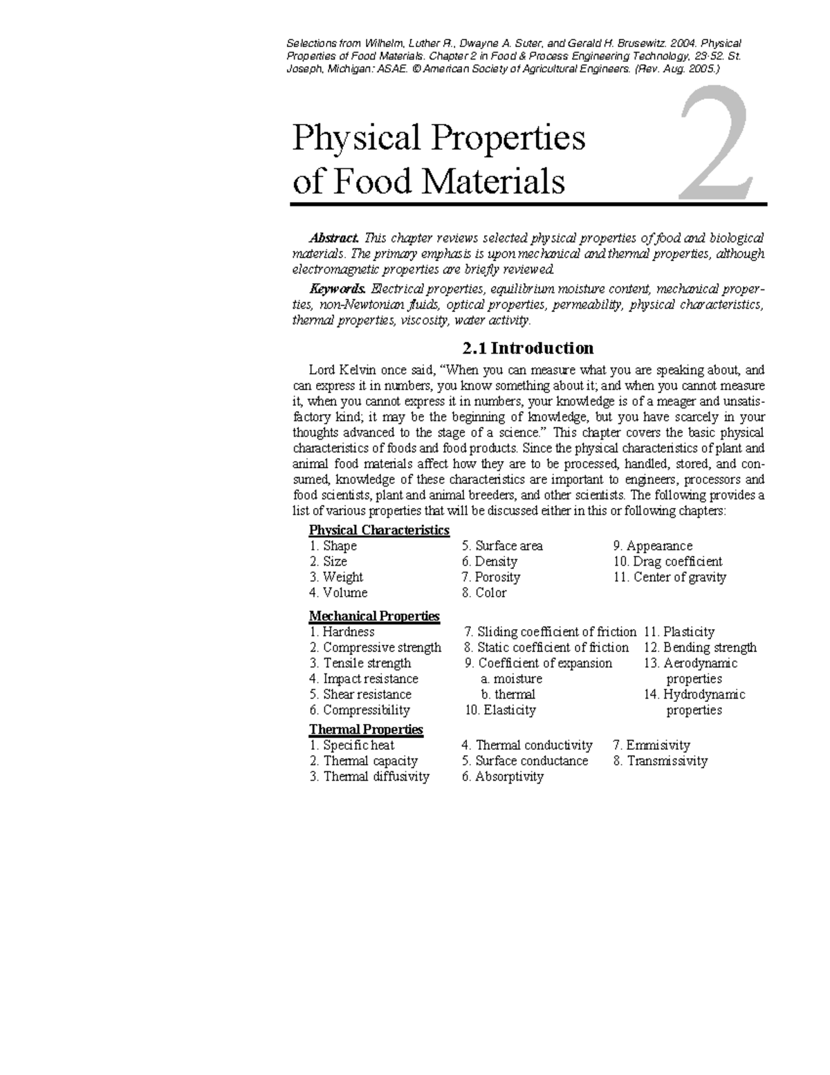 Selections from food proc - Physical Properties of Food Materials ...