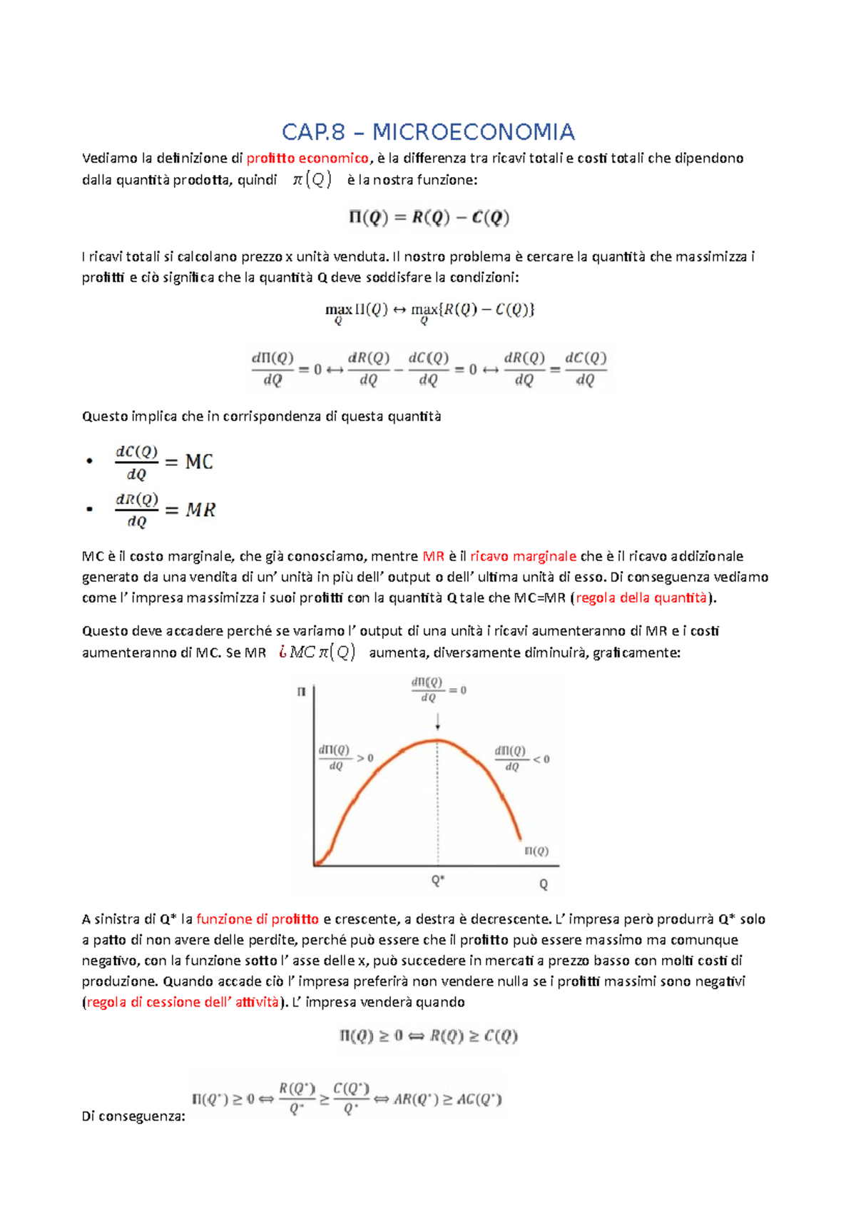 Cap 8 - Massimizzazione dei profitti - CAP – MICROECONOMIA Vediamo la ...