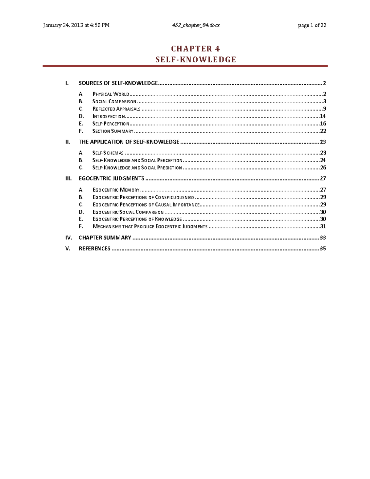 Understanding the Self Chapter 4 - Self knowledge - SELF-KNOWLEDGE ...