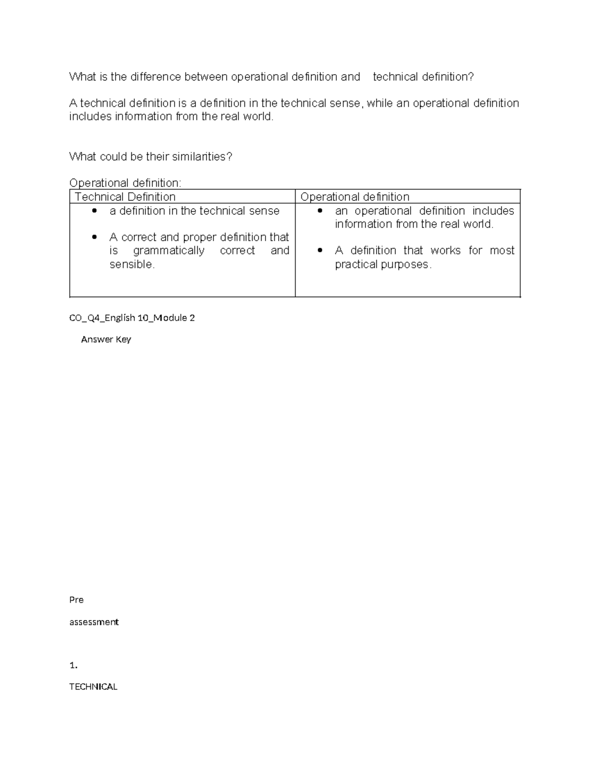 Activity for English 10. - What is the difference between operational ...