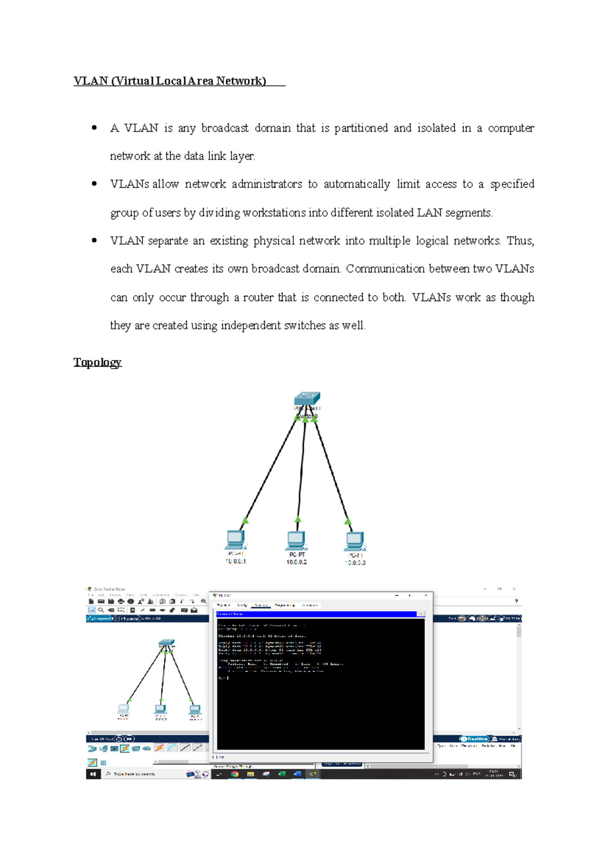 VLAN 1 - A sheet with all commands for vlan setup - VLAN (Virtual Local Area Network) A VLAN is ...