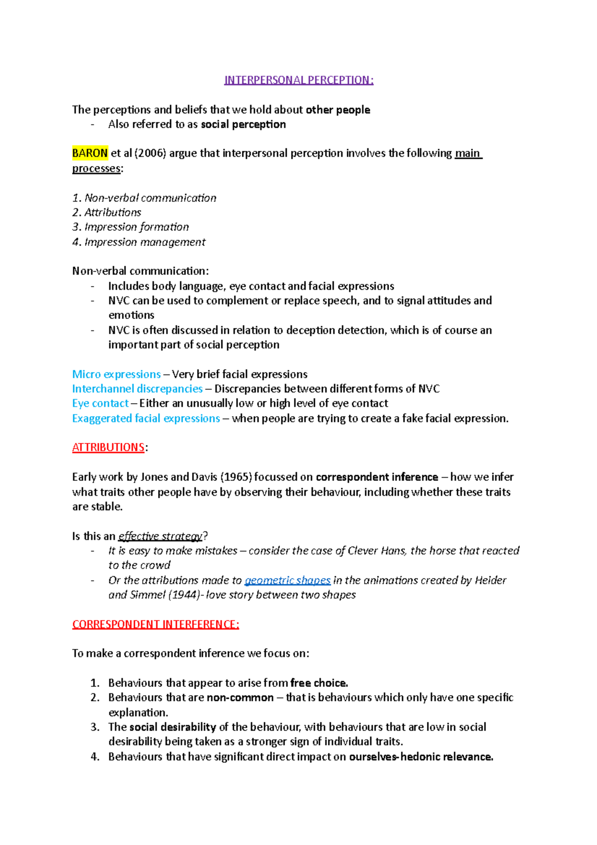 Interpersonal Perception - Non-verbal communication 2. Attributions 3 ...