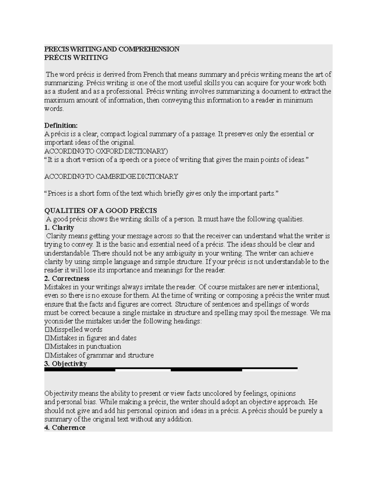 Precis Writing AND Comprehension PRECIS WRITING AND COMPREHENSION precis-writing-and-comprehension-precis-writing-and-comprehension