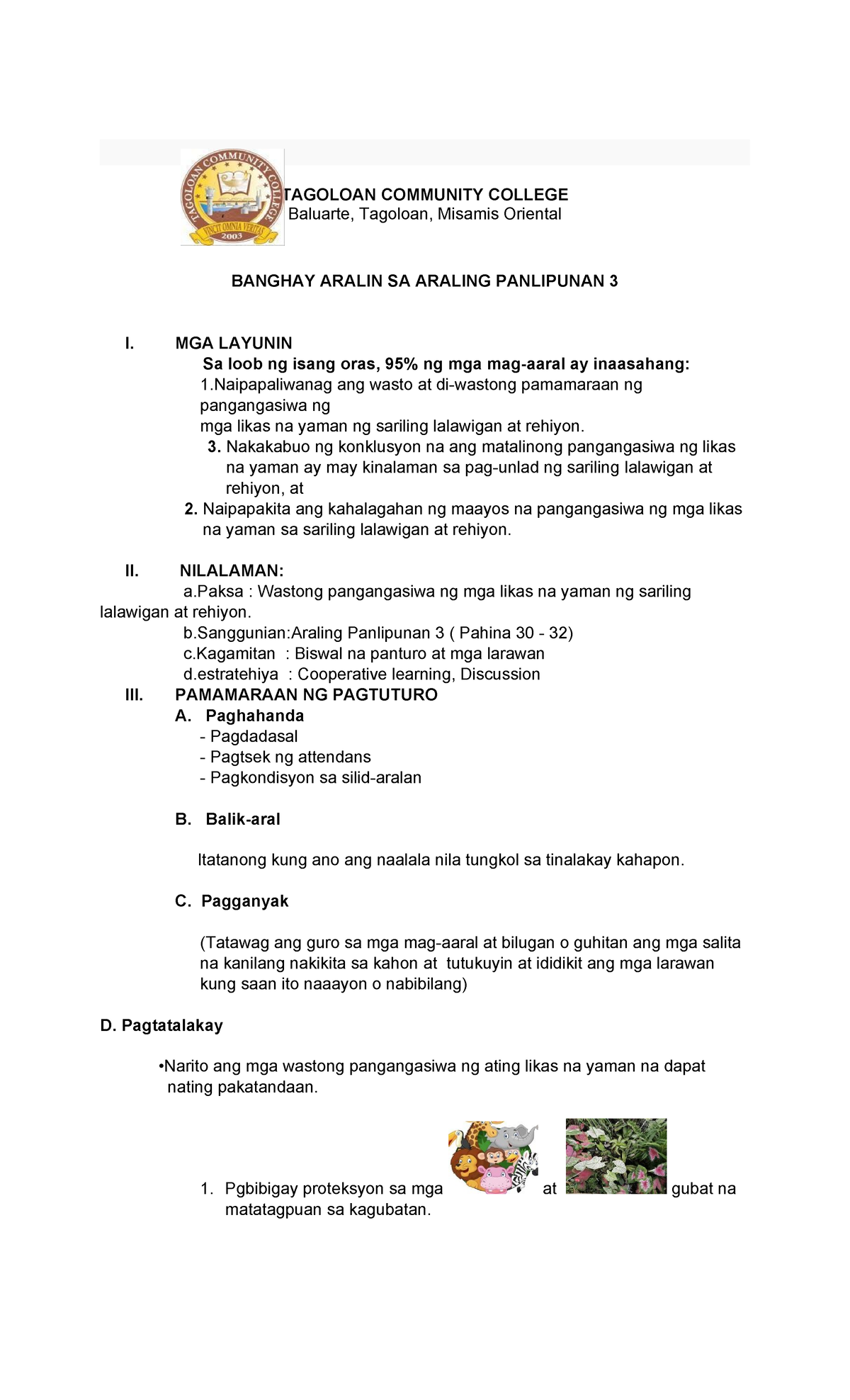 Ssc final lp 3 - TAGOLOAN COMMUNITY COLLEGE Baluarte, Tagoloan, Misamis ...