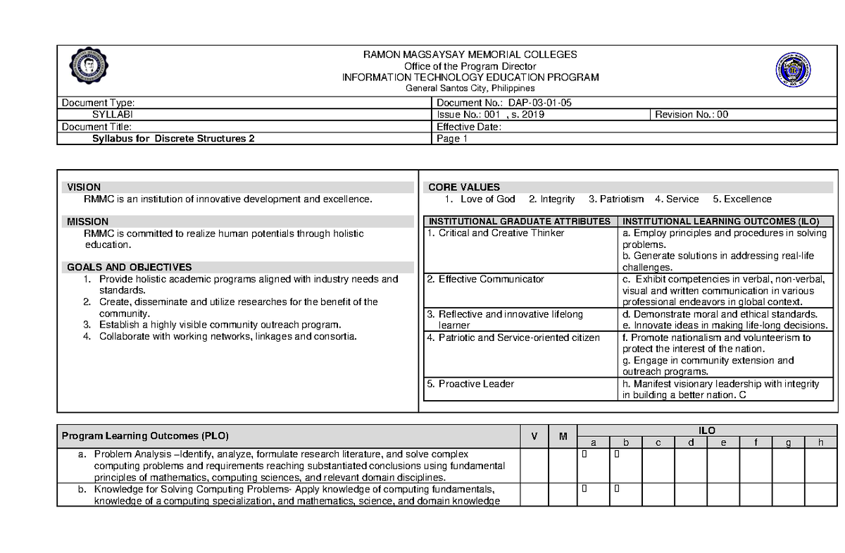 Discrete Structures 2 - Office of the Program Director INFORMATION TECHNOLOGY EDUCATION PROGRAM ...