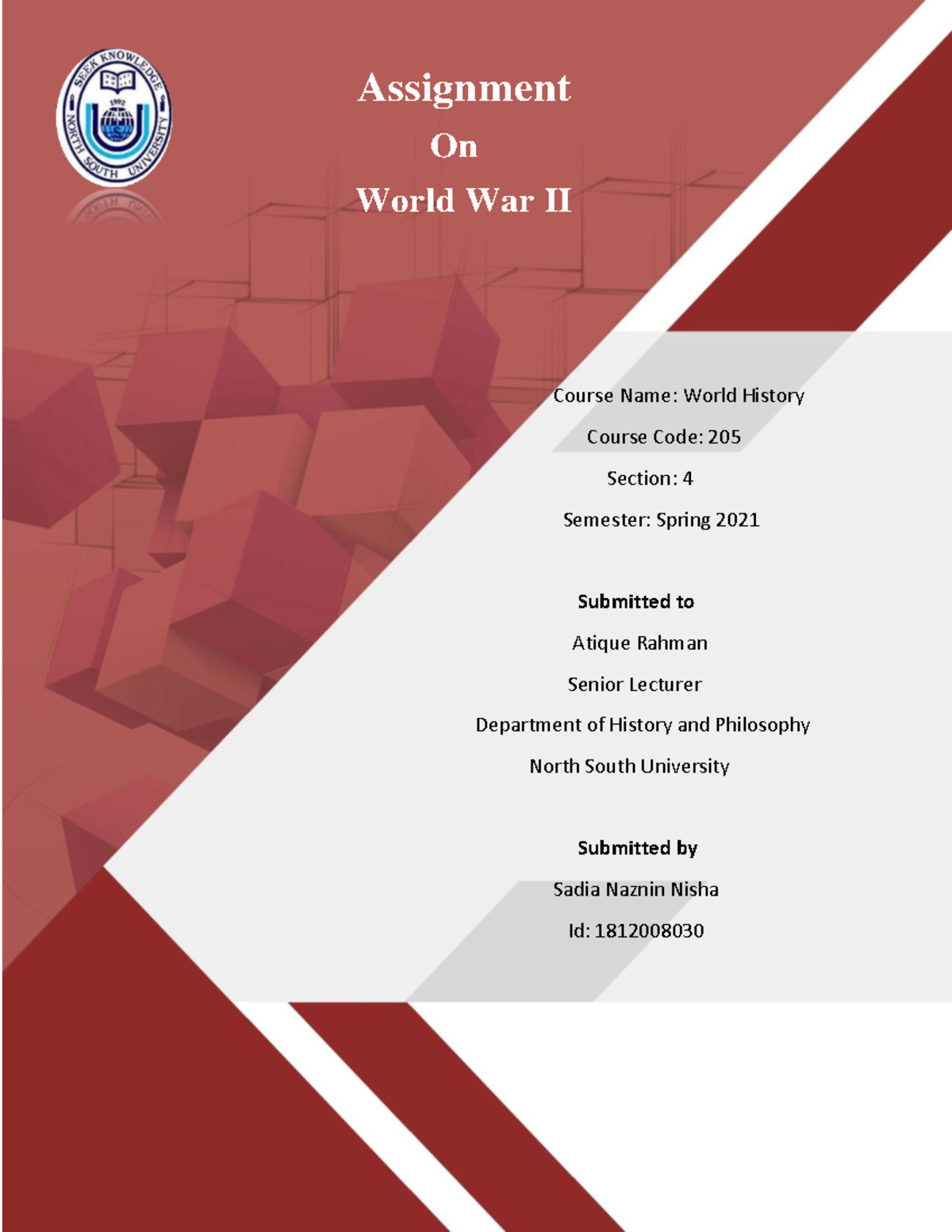 HIS205 Report pdf - A Brief summarization of the World War II - World ...