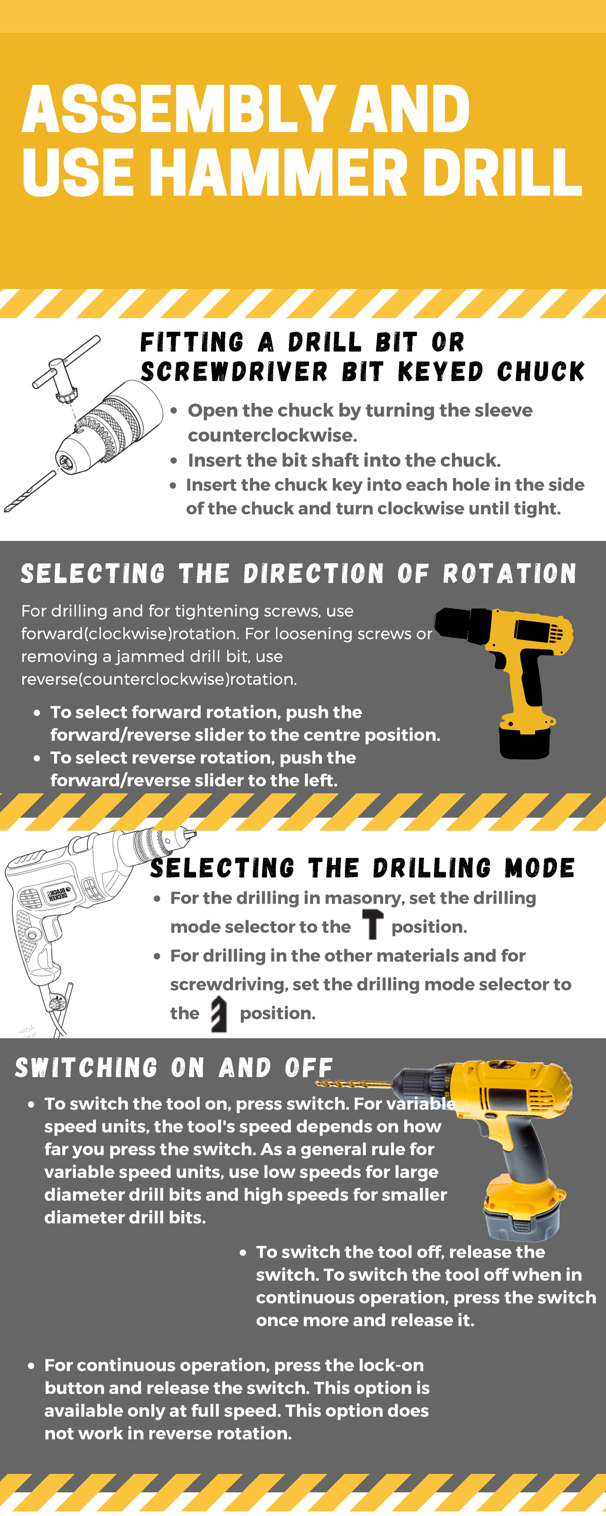modal verbs example - For drilling and for tightening screws, use ...