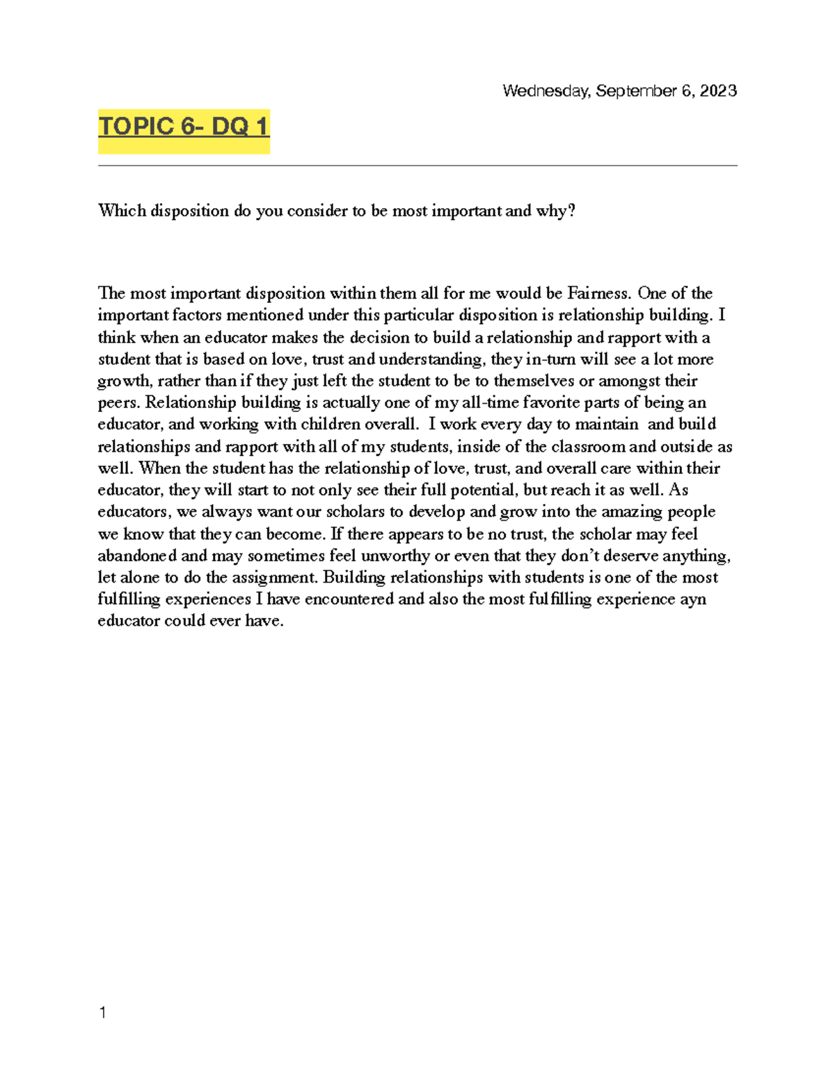 Topic 6 DQ 1 - Wednesday, September 6, 2023 TOPIC 6- DQ 1 Which ...