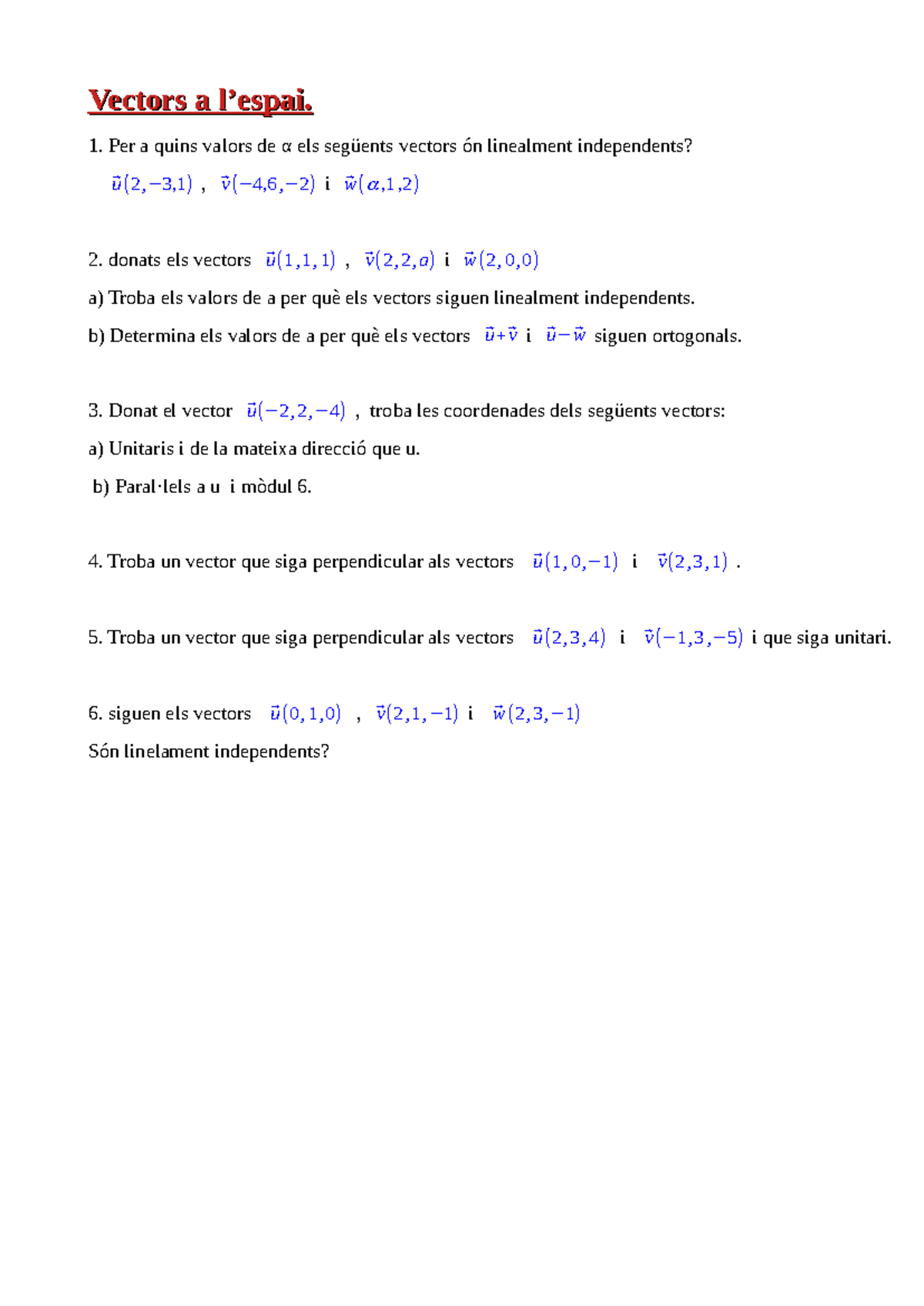 01 -Vectors a lespai - vectorws del espacio matematicas practicar ...