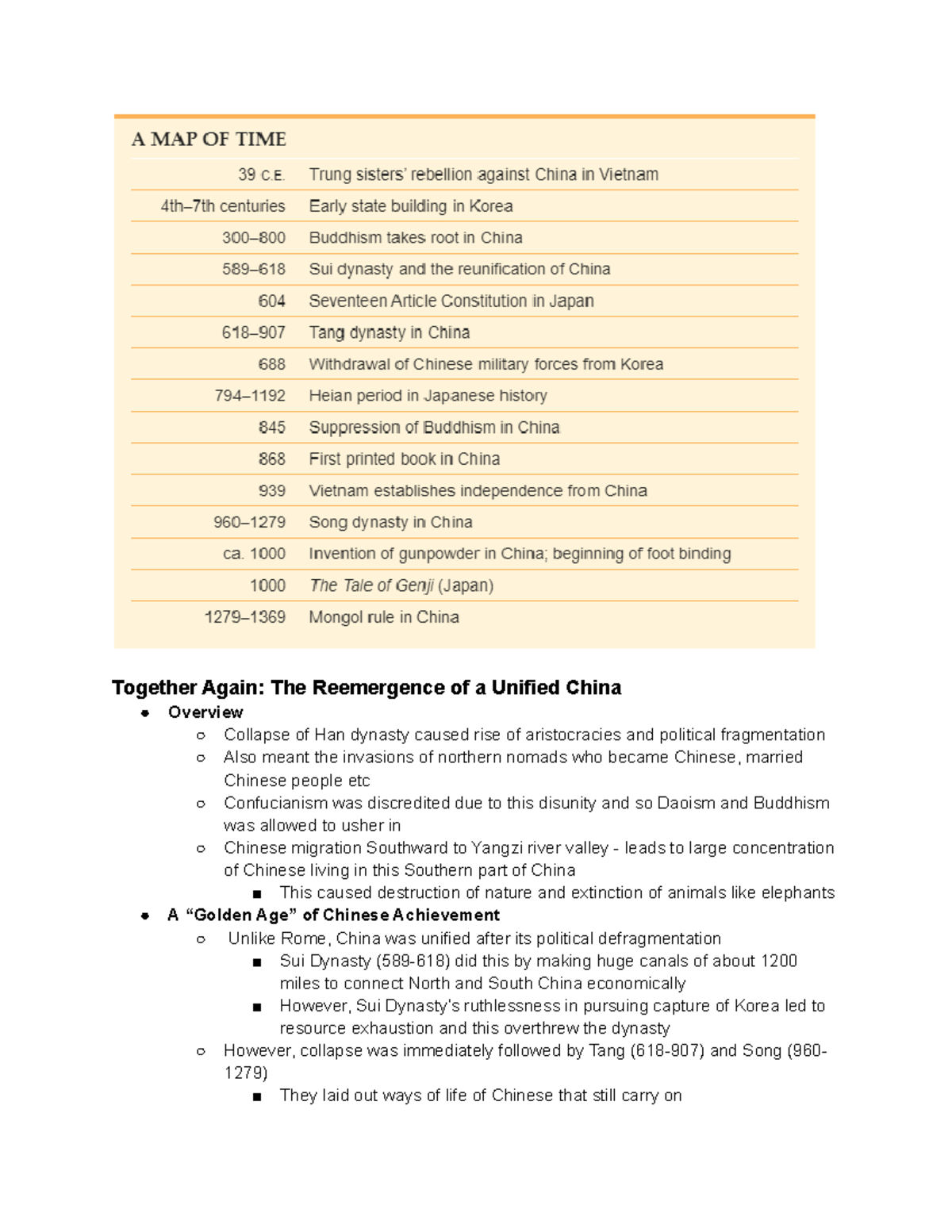Chapter 8 Notes - Together Again: The Reemergence of a Unified China ...