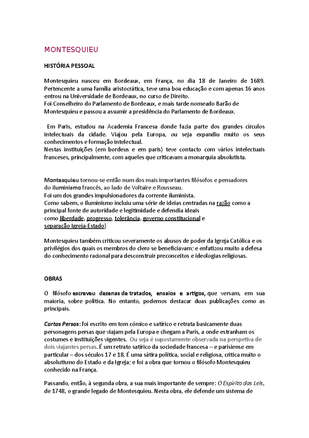 Montesquieu - hfefewfhwefowuefohuhf - MONTESQUIEU HISTÓRIA PESSOAL ...