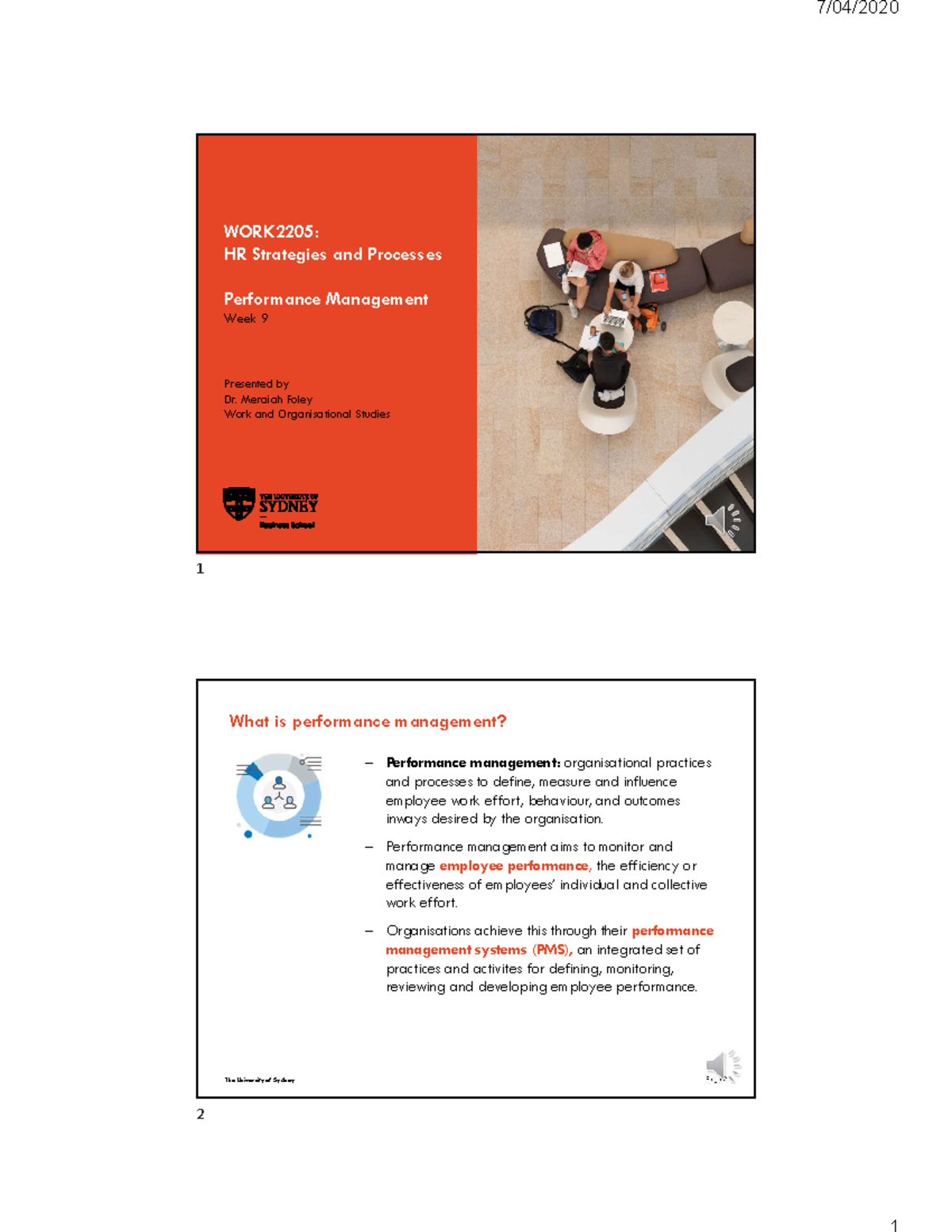 WORK 2205 - Week 9 Performance Management Complete Slides - The ...