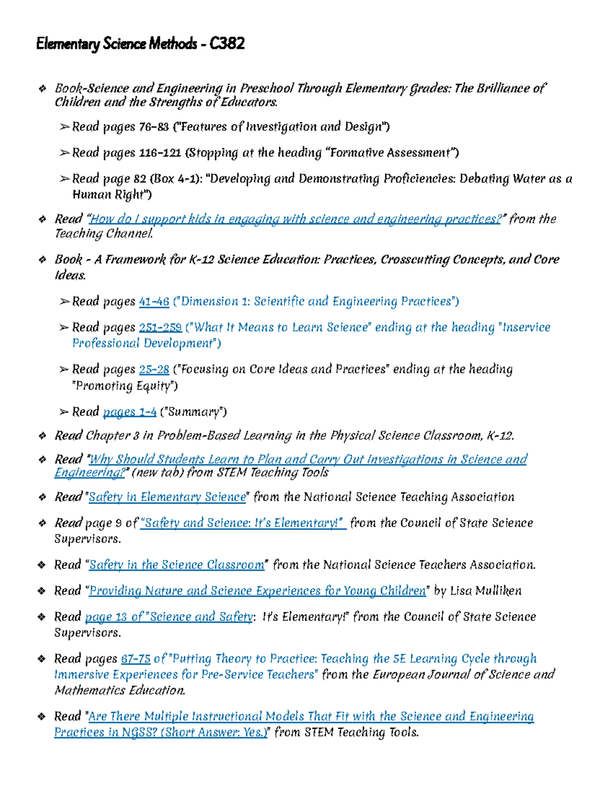 C382 Elementary Science Methods - Elementary Science Methods - C Book ...