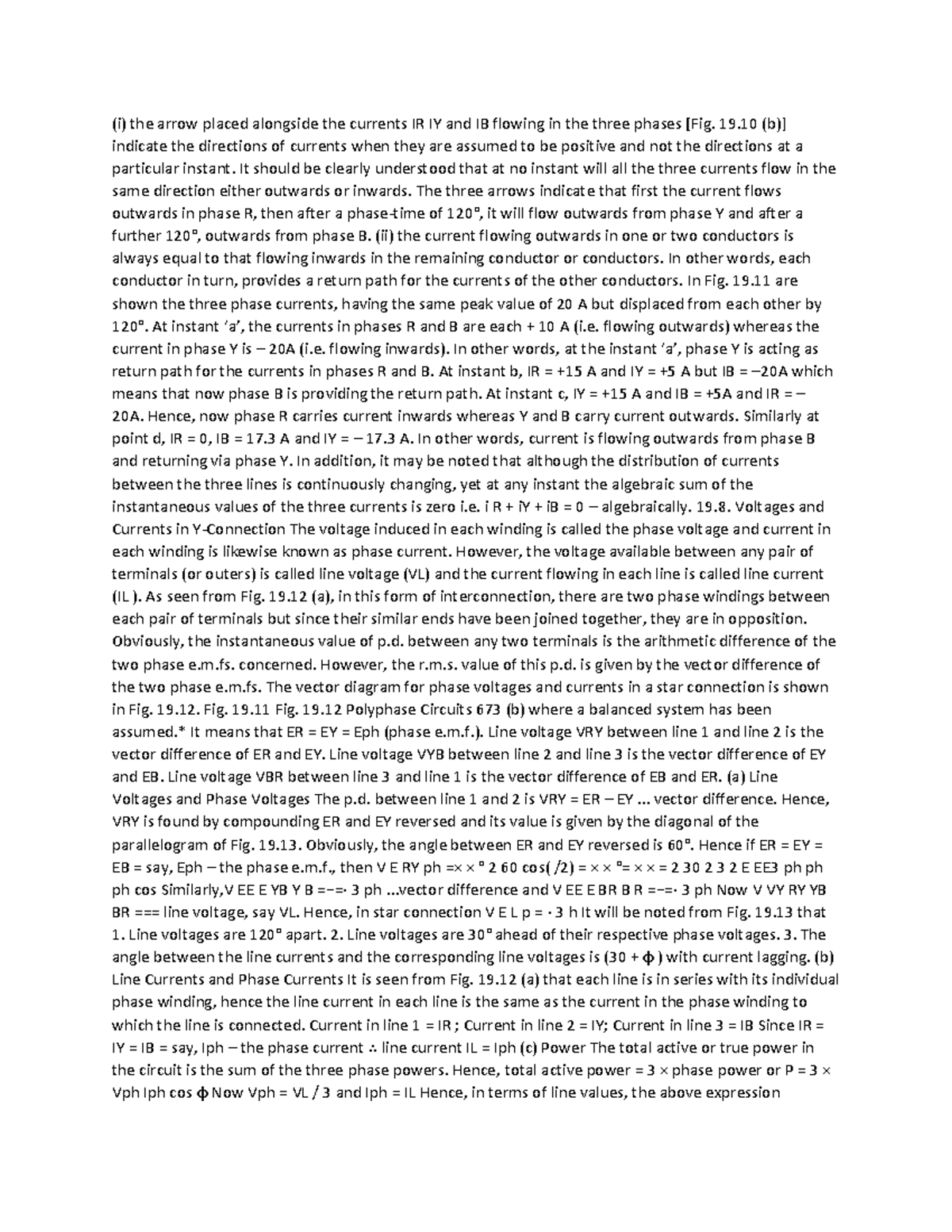 11 - fasw - (i) the arrow placed alongside the currents IR IY and IB ...