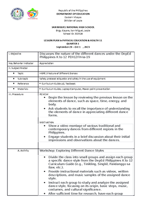 PE12 Lesson 3 - pe health - Republic of the Philippines DEPARTMENT OF EDUCATION Eastern Visayas ...