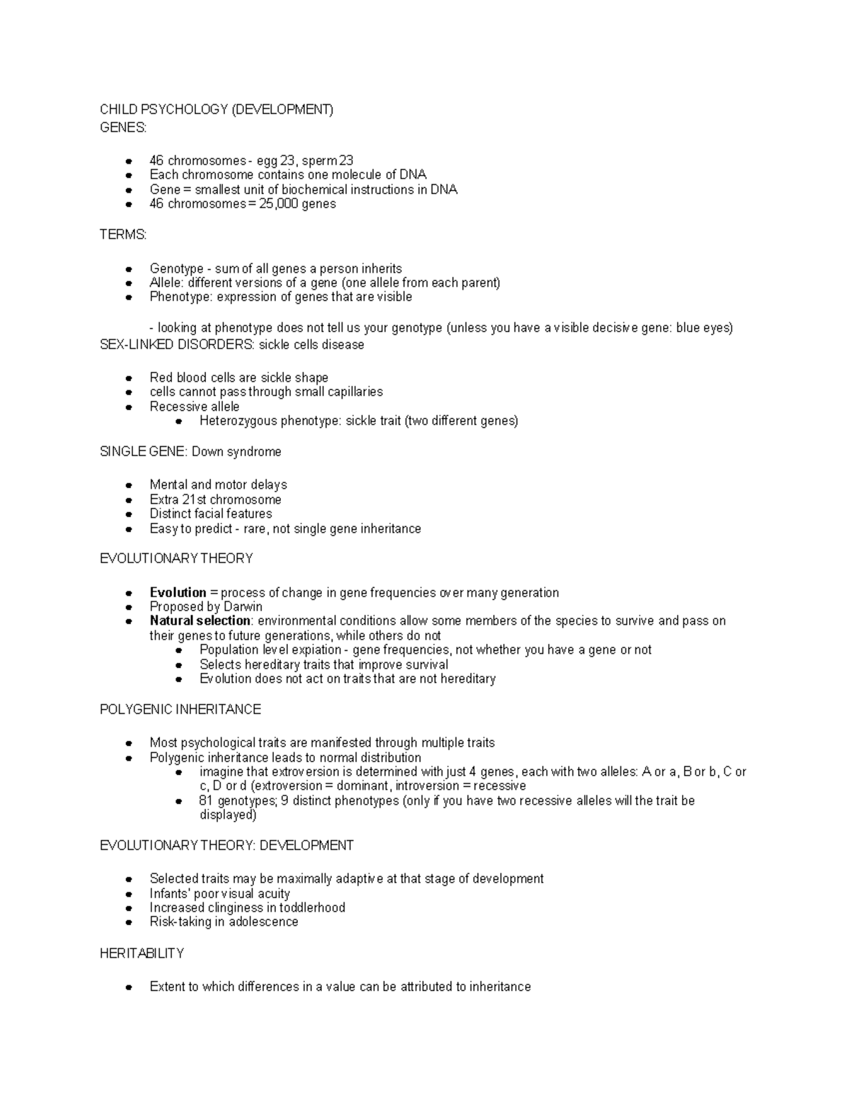 Child development - weeks 1-9 - CHILD PSYCHOLOGY (DEVELOPMENT) GENES ...