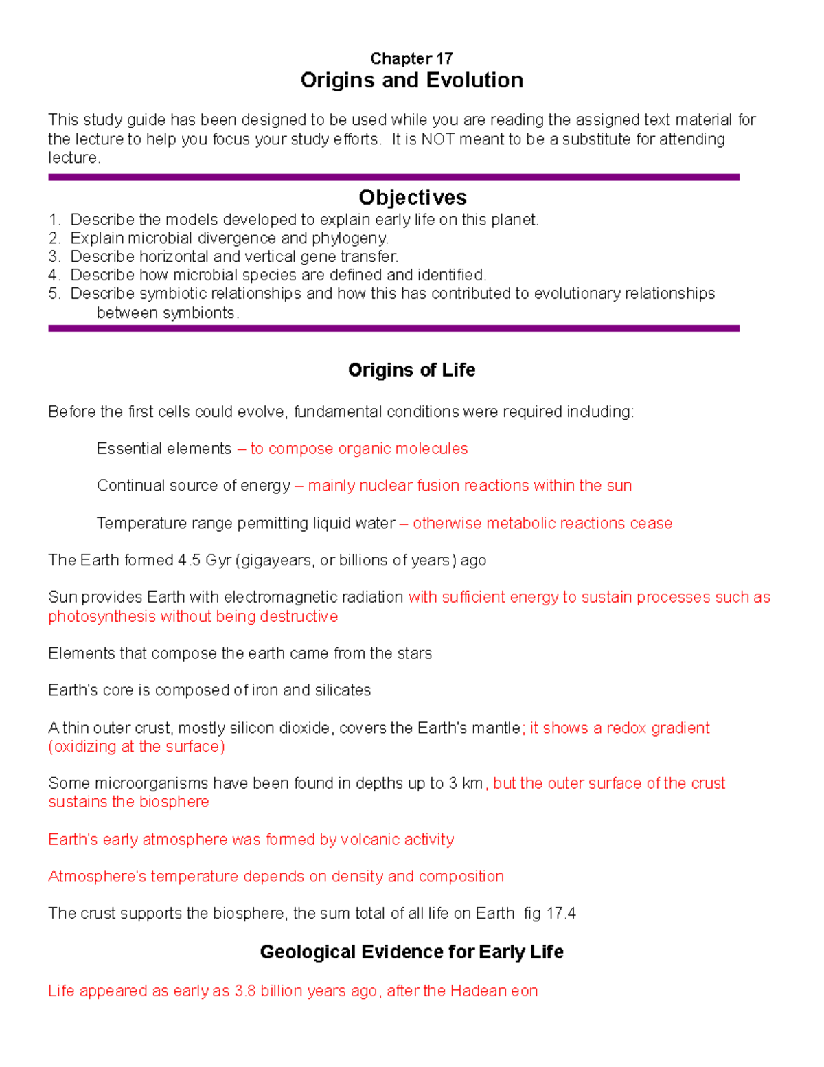 Chapter 17 Origins and Evolution - Chapter 17 Origins and Evolution ...