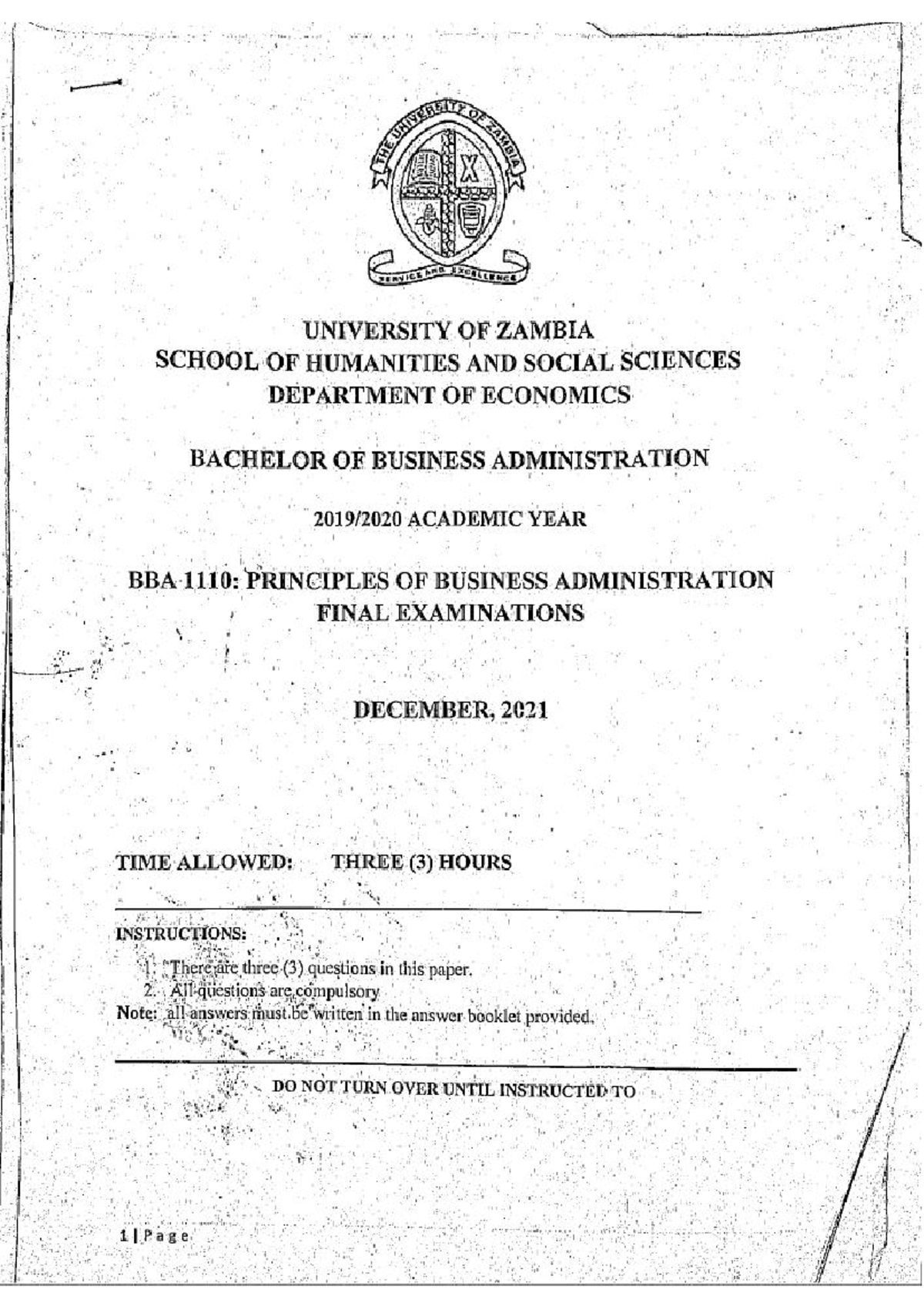 Bba 1110 2021 final exam paper - Development Economics - Studocu