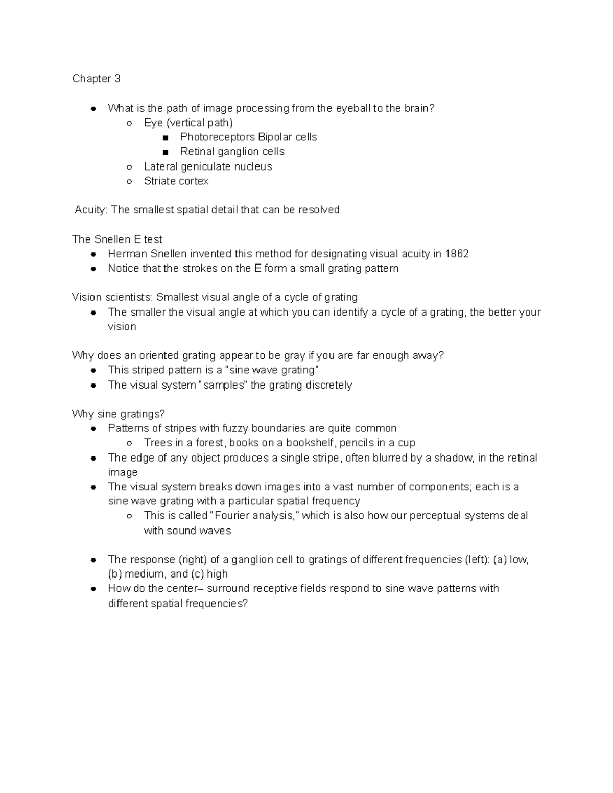 Sensation and Perception Chapter 3 - Chapter 3 What is the path of ...