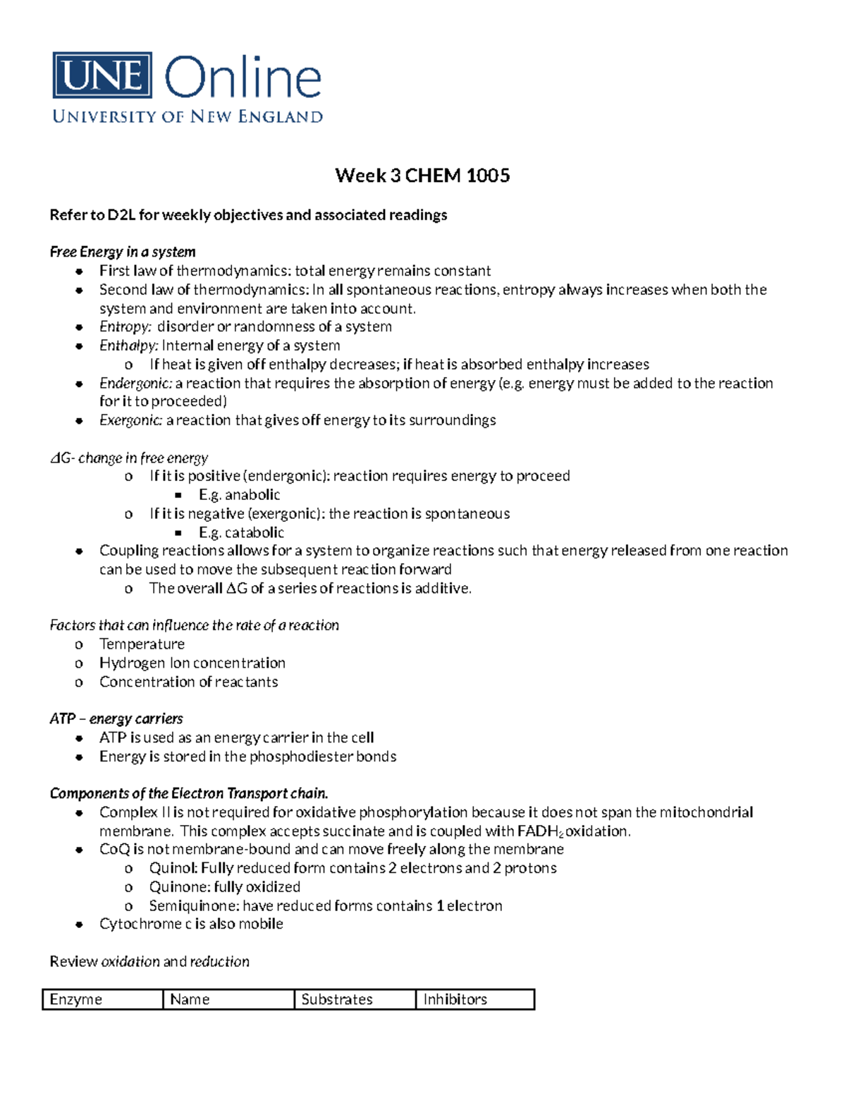 Copy of Week 3 Study Guide Free energy and ETC.docx - Google Docs ...