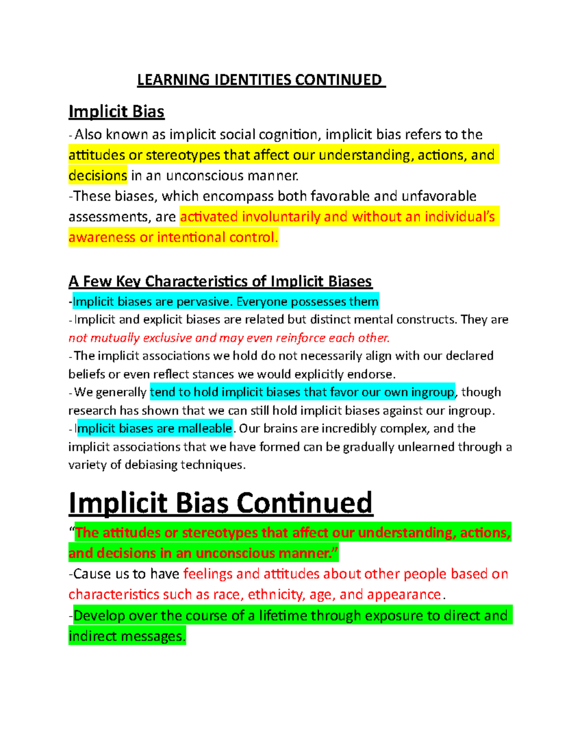 Sociology 12 - Lecture notes and practice materials based on implicit ...