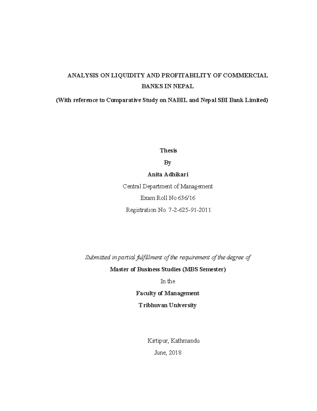 Full Thesis Merge - ฀N฀LYSIS ON LIQUIDITY ฀ND PROFIT฀BILITY OF COMMERCI ...