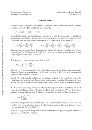 Dynamics & Relativity 2014-2015 Course Notes - Part IA — Dynamics and ...