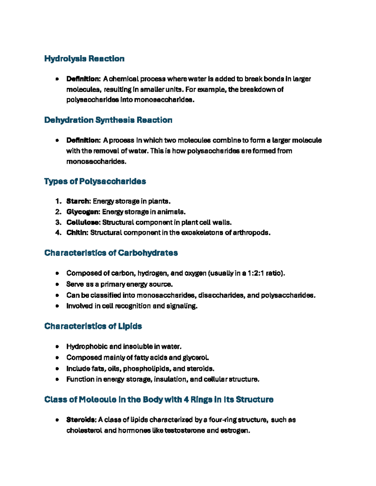 Quiz2 - studying of the human body - Hydrolysis Reaction Definition: A ...