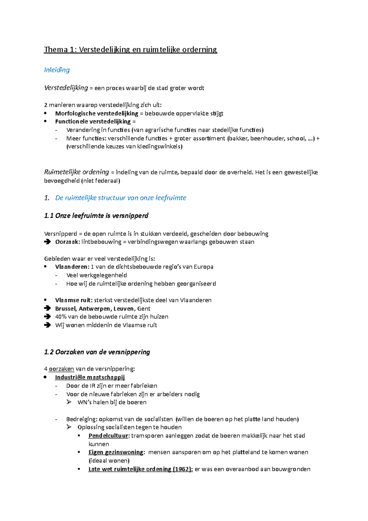 HF1 - verstedelijking - Thema 1: Verstedelijking en ruimtelijke ...