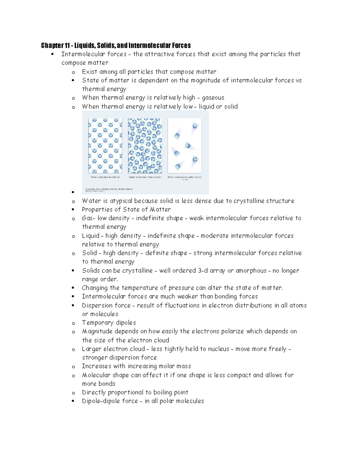 Study Guide CH102 - Chapter 11 - Liquids, Solids, and Intermolecular ...