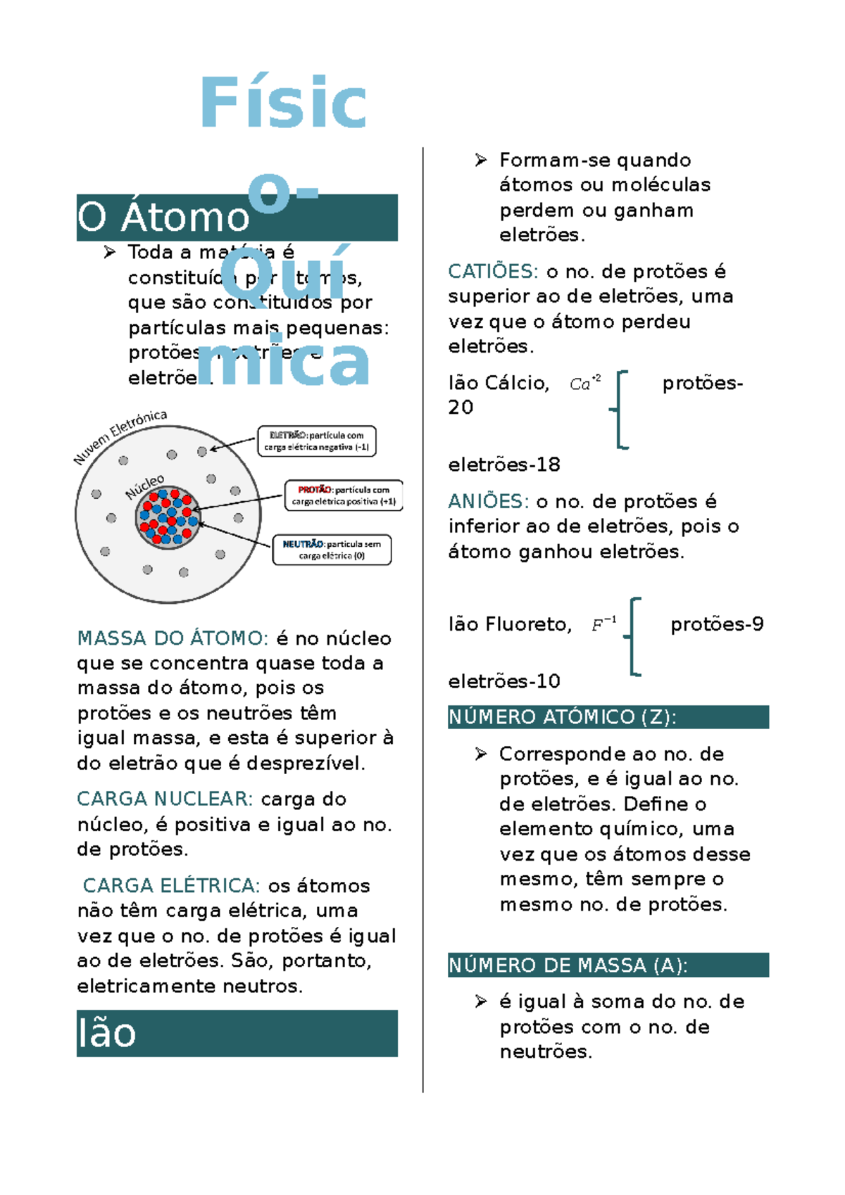O Átomo 2 - resumos de fisica e química 10º ano - O Átomo Toda a ...