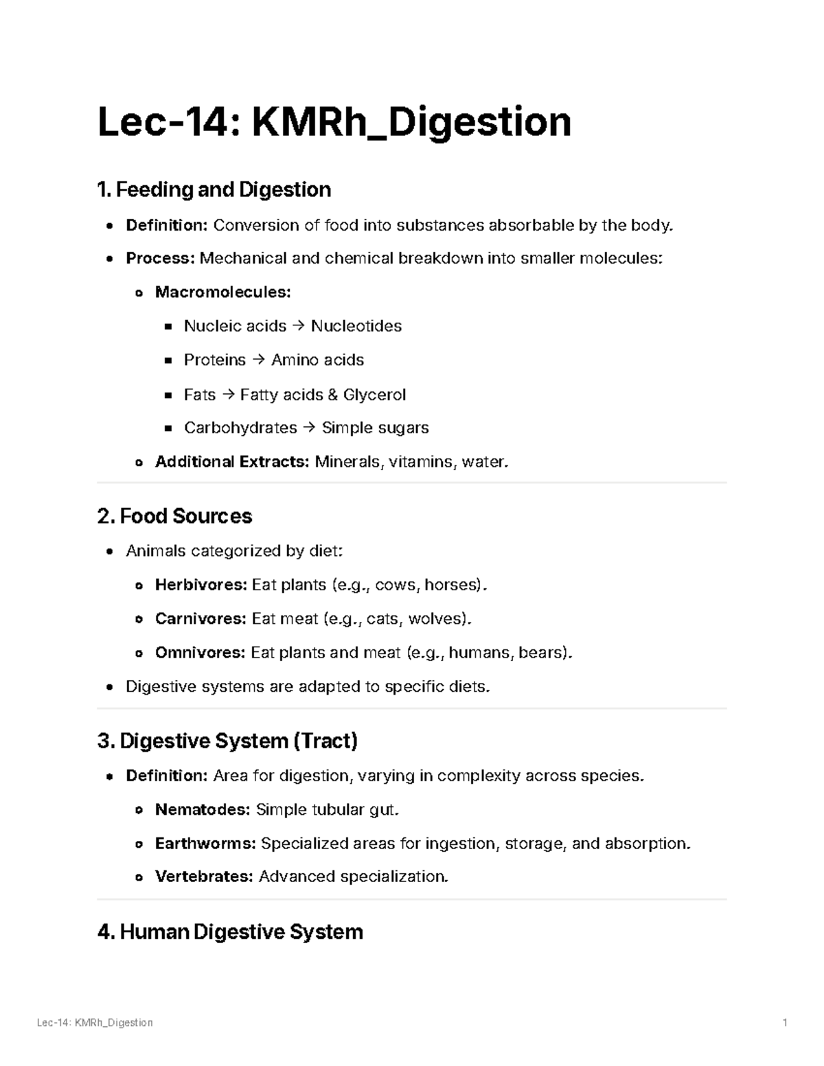 Notes Bio - it was nice - Lec-14 KMRh_Digestion 1 Lec-14: KMRh ...