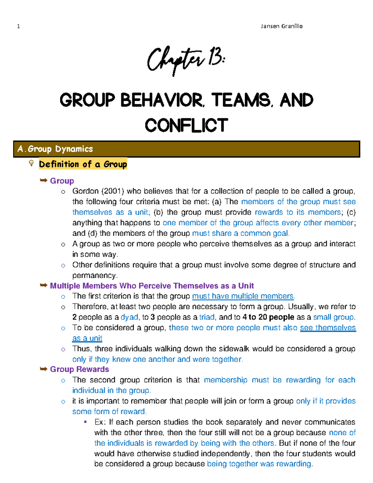 Chapter 13: Group Behavior, Teams, AND Conflict - Chapter 13 : GROUP ...