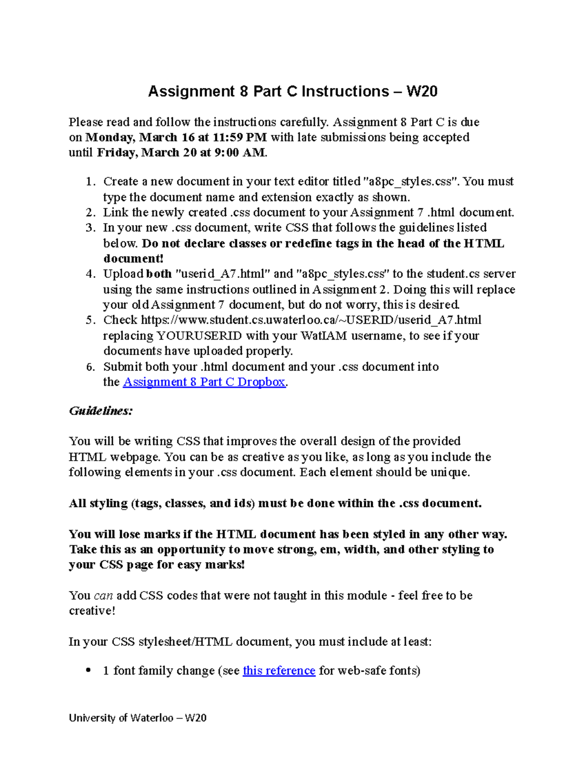 CS100 A8 Part C Instructions - Assignment 8 Part C Instructions – W ...