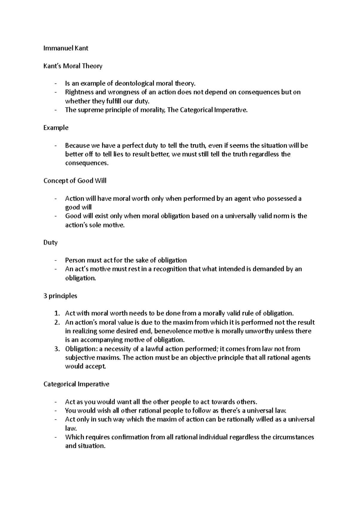 Immanuel Kant - Understanding for Kant Theory - Immanuel Kant Kant’s ...