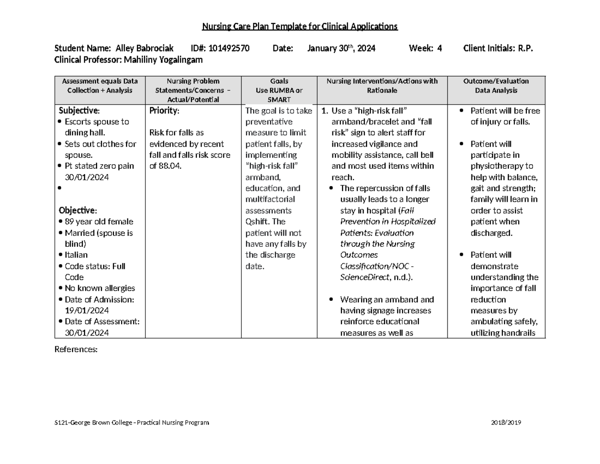 Template Nursing Care Plans Legal Size Paper 2018 2019 copy - Nursing ...