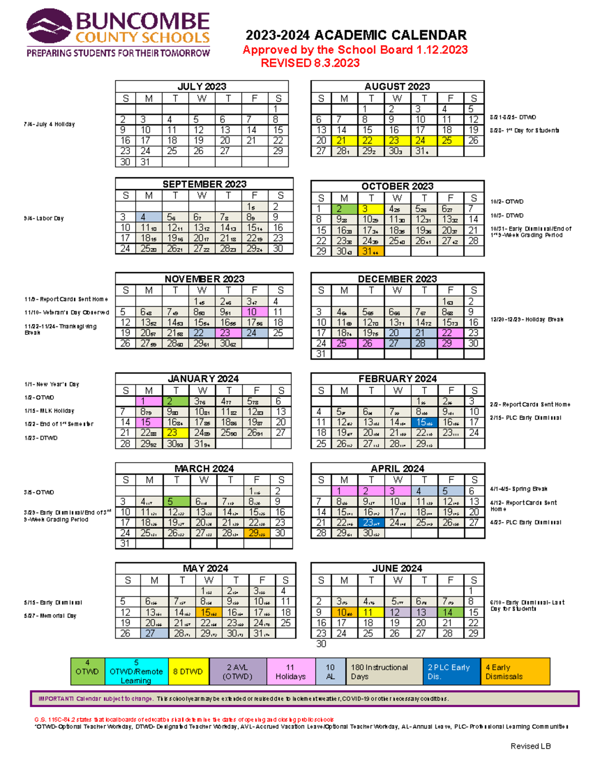 2023-2024 Academic Calendar - Revised 8 - Revised LB 2023-2024 ACADEMIC ...