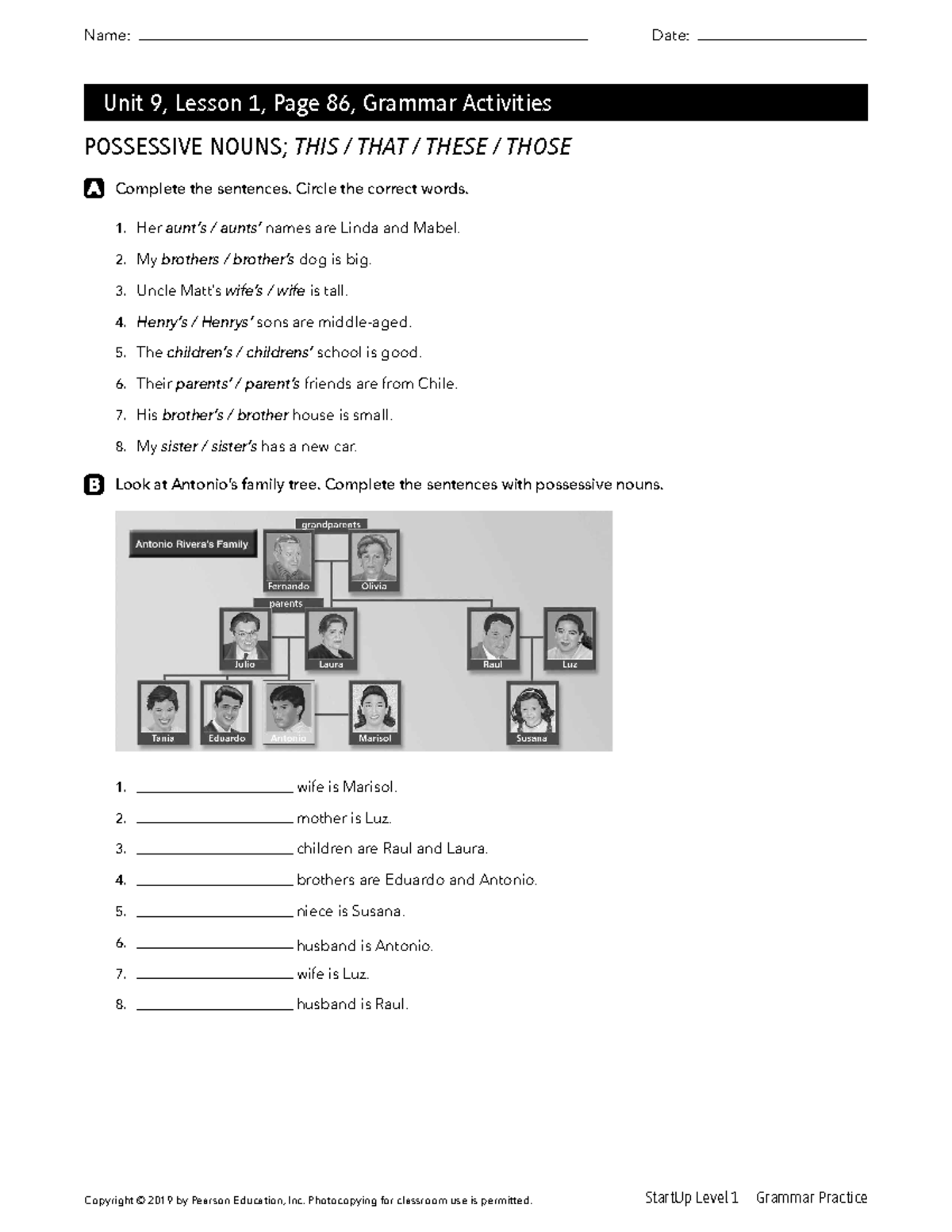 UNIT 9 Exercises - StartUp Level 1 Grammar Practice Unit 9, Lesson 1 ...