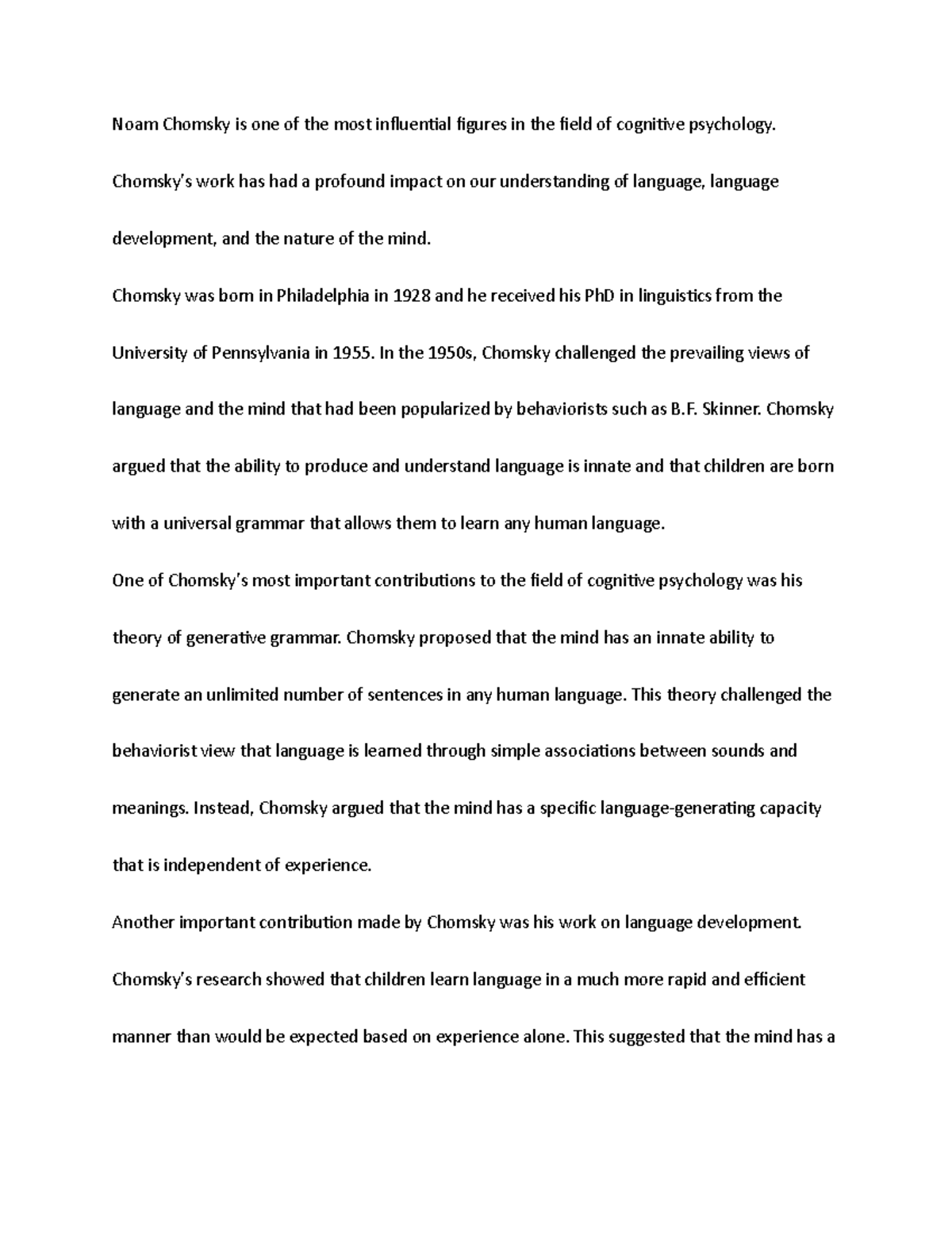 CP17 - paper - Noam Chomsky is one of the most influential figures in ...