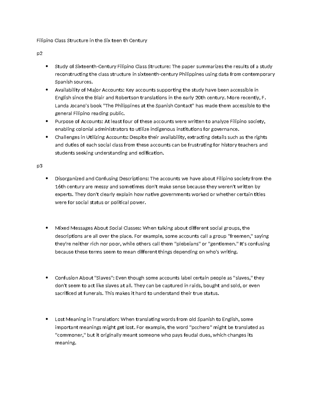 Filipino Class-WPS Office - Filipino Class Structure in the Six teen th ...